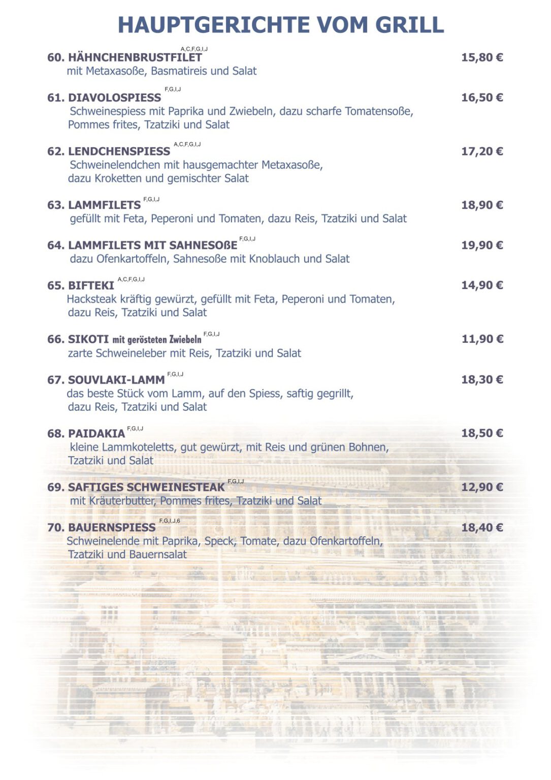 Speisekarte – Restaurant Delphi